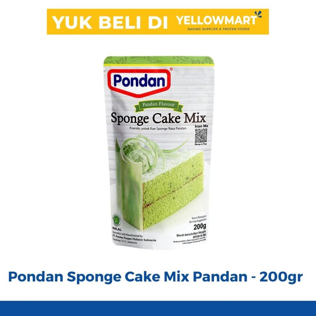 Jual Pondan Sponge Cake Mix Pandan 200G - Premiks Kue Instan | Shopee ...