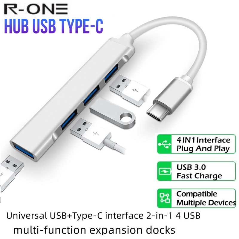 Jual R-ONE USB HUB 3.0 / TYPE C 3.1 4port Ultra Slim Portable Data Hub ...