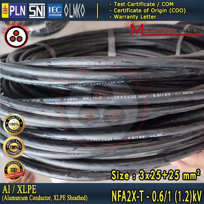 Jual Kabel NFA2X-T 3x25 mm2+25 mm2 SUTRADO / MERINDO (Twisted Cable ...