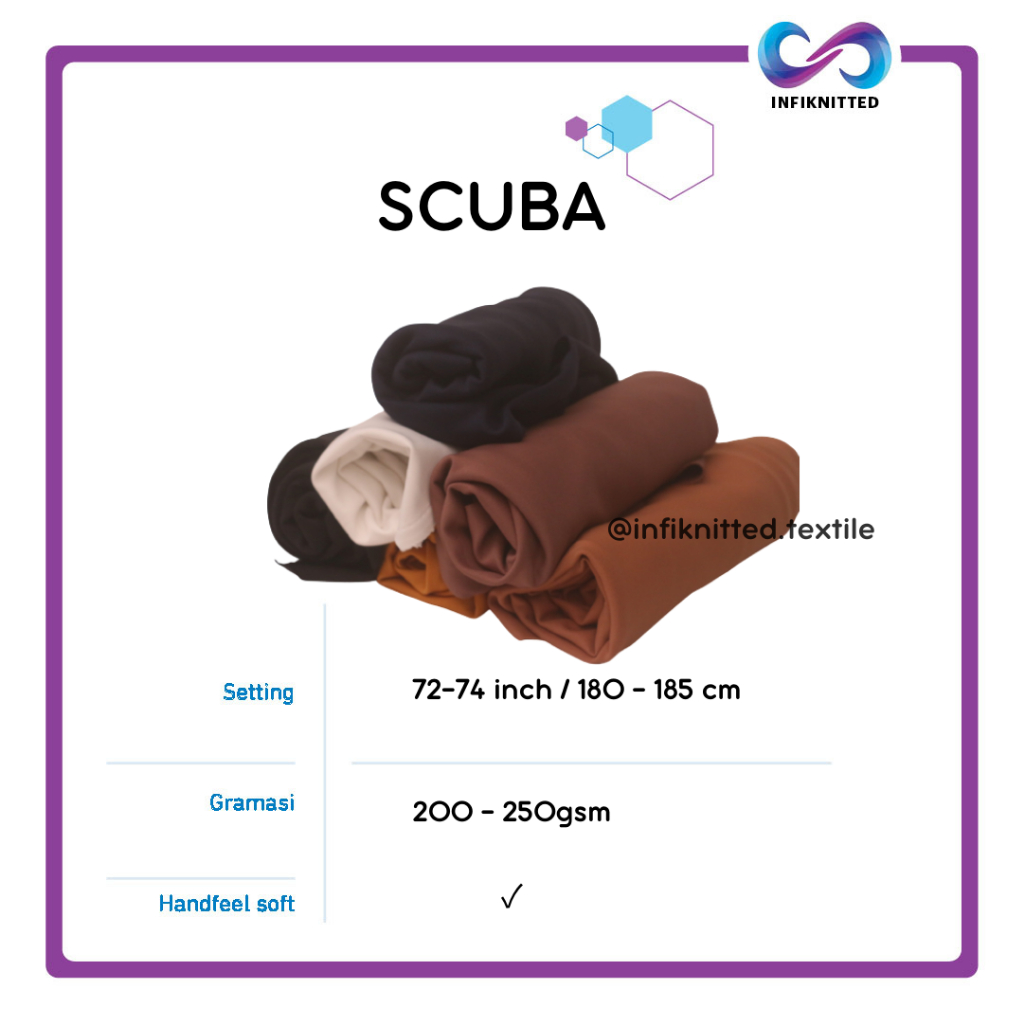 Jual Infiknitted Textile - Kain Scuba Premium Roll (+ - 25KG) | Shopee ...