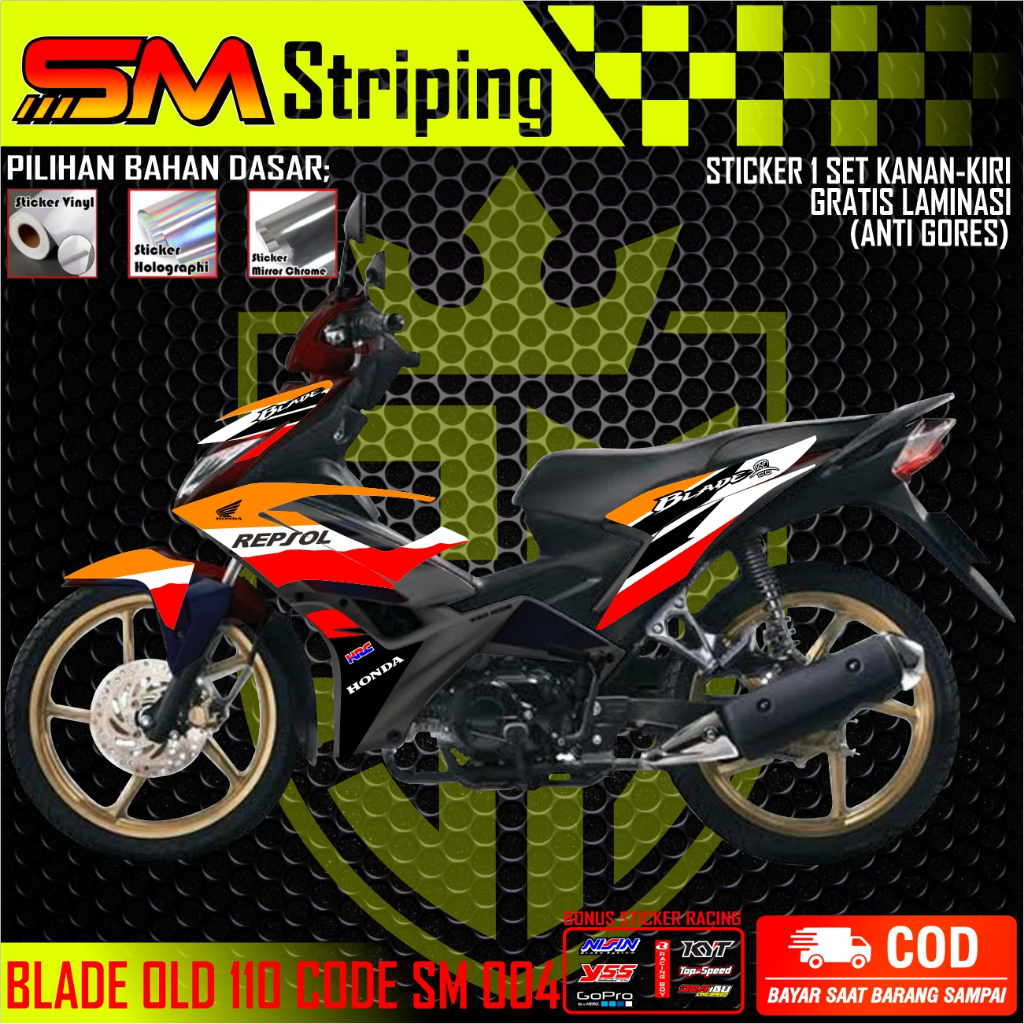 Jual stiker honda blade 110 OLDstiker striping lis repsol blade SM 004 ...