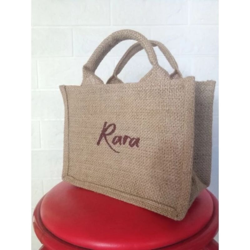 Jual Custom Nama / Kata Tas Totebag Unik Goni Tas Shopping Kecil ...