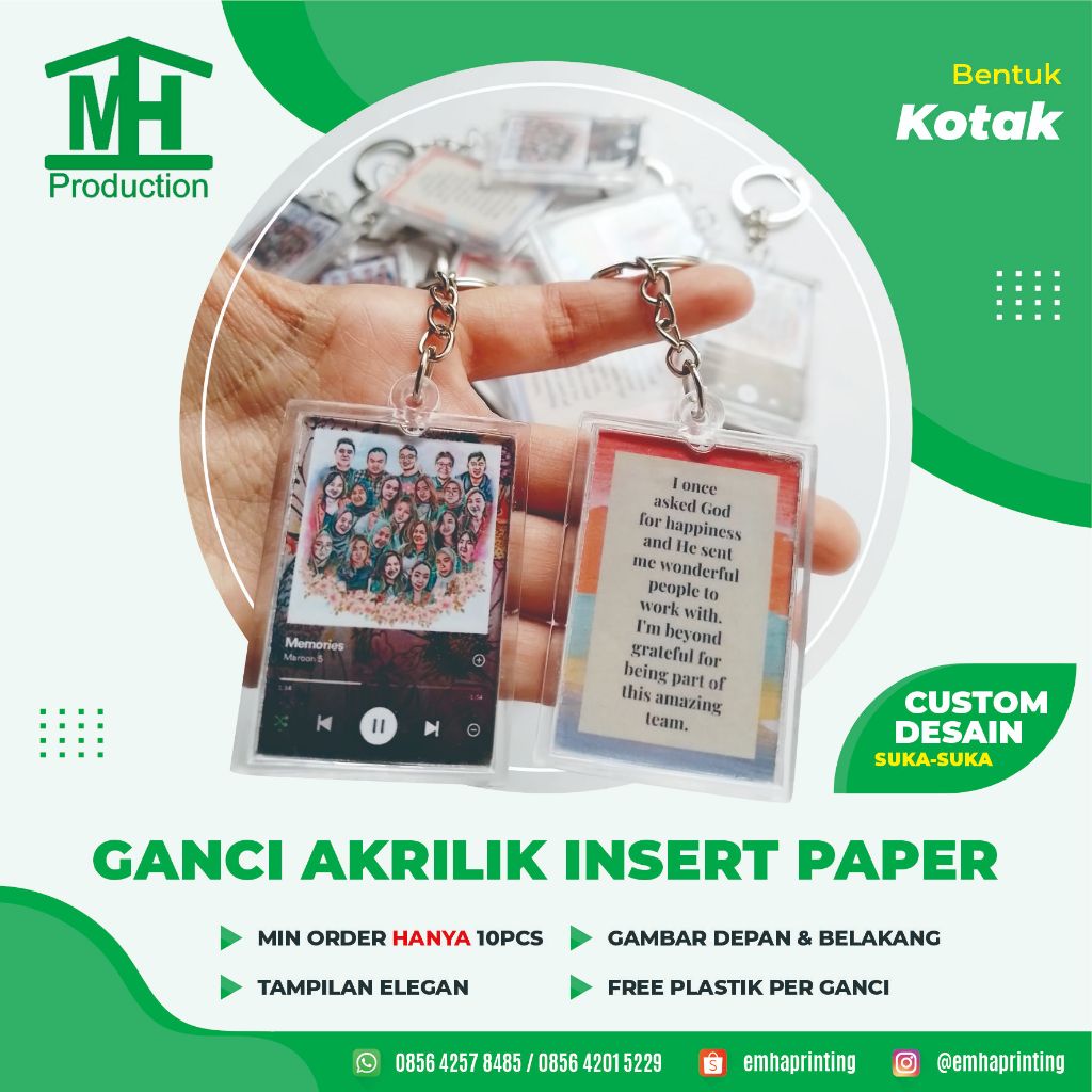 Jual GANTUNGAN KUNCI AKRILIK INSERT PAPER 2 SISI CUSTOM GAMBAR TULISAN ...