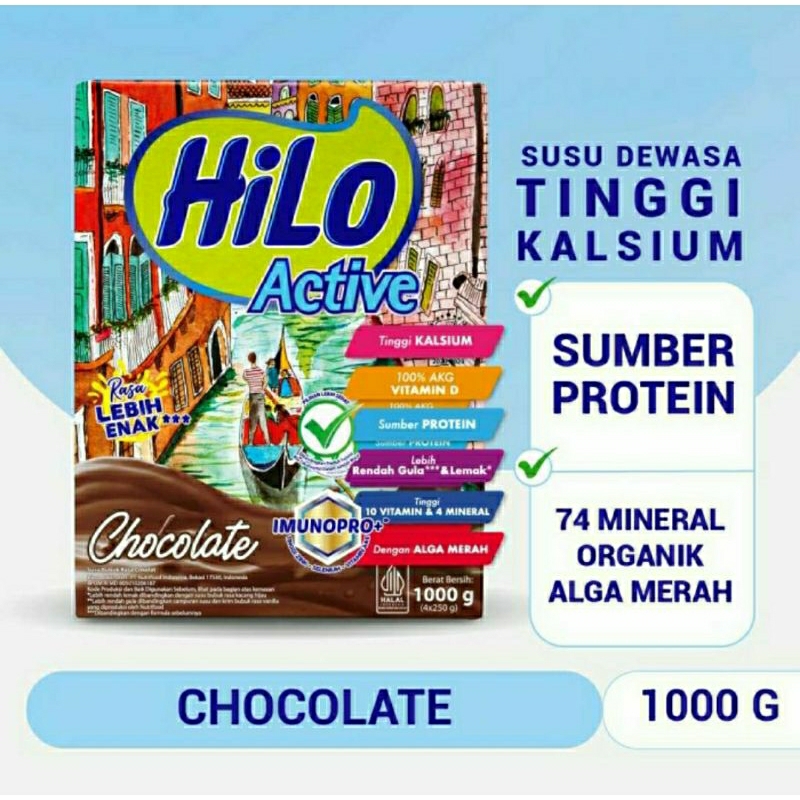 Jual HiLo Active Chocolate 1000 gram/ HiLo Active Vanilla 1000 gram ...