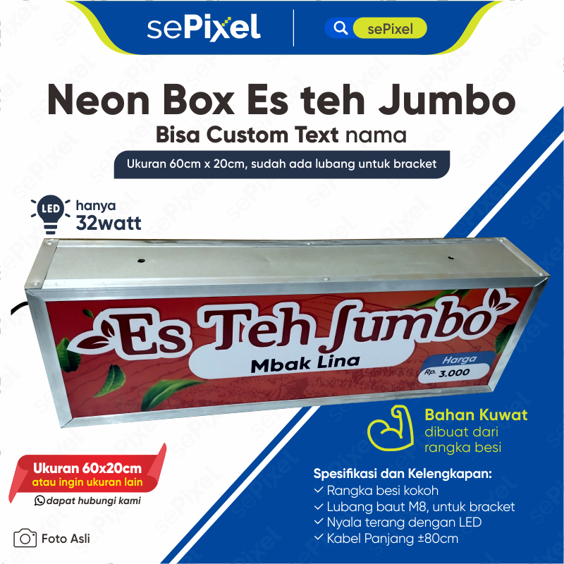 Jual Neon Box Es Teh Jumbo Salome Somay Cilok | Shopee Indonesia