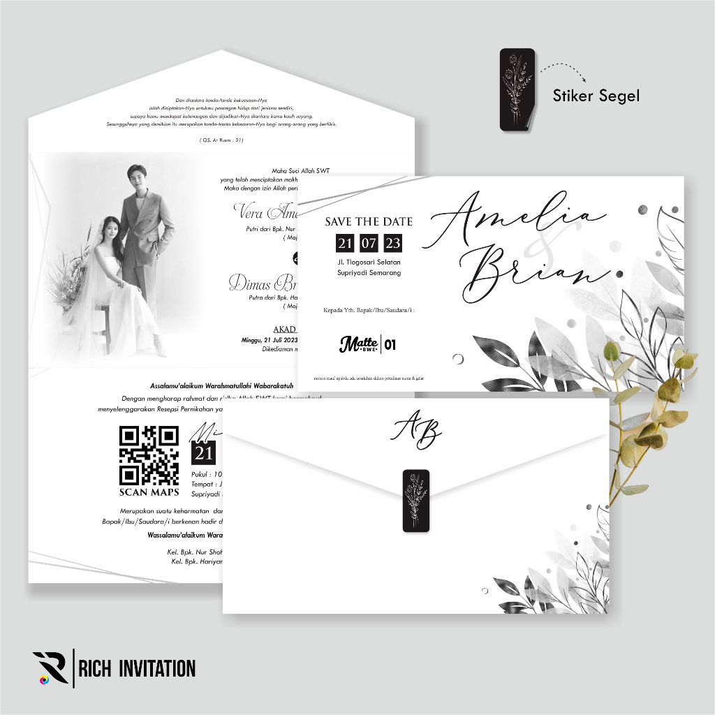 Jual UNDANGAN PERNIKAHAN MATTE BW SEMI AMPLOP ELEGANT- UNDANGAN ...
