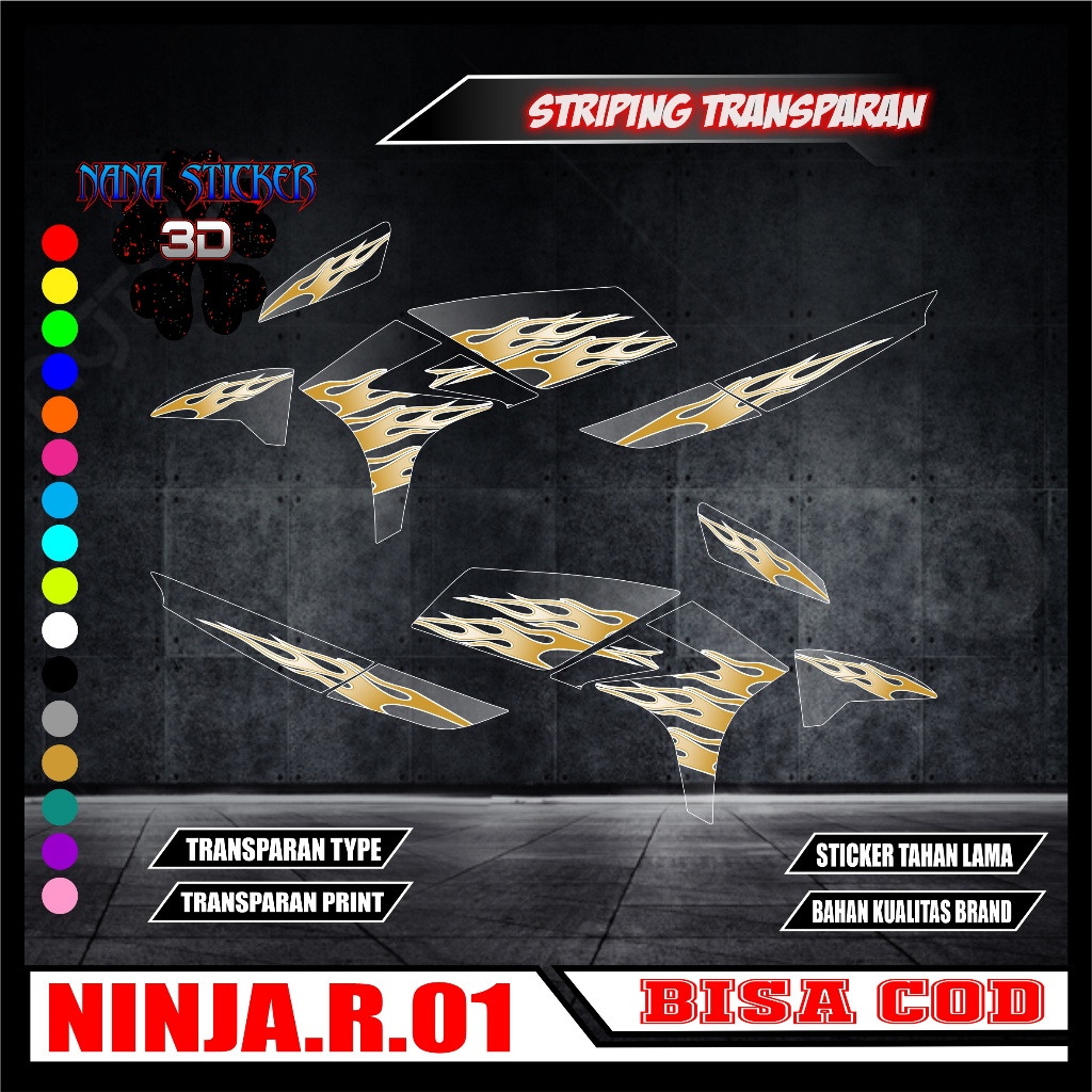 Jual Striping TRANSPARAN KAWASAKI NINJA R Variasi Stiker Sticker list ...