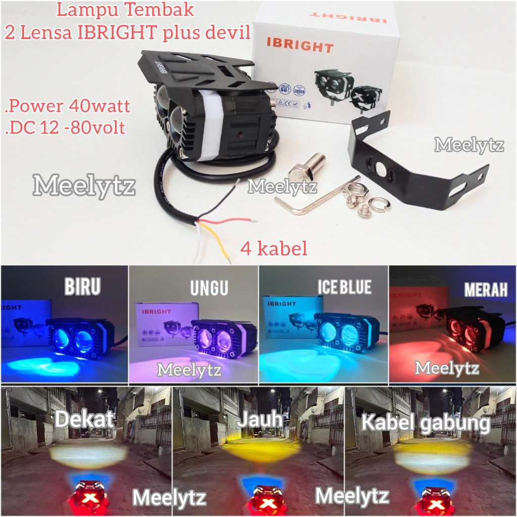 Jual IBRIGHT - Lampu Tembak LED Laser 2 Mata plus devil high low putih kuning premium | Shopee ...