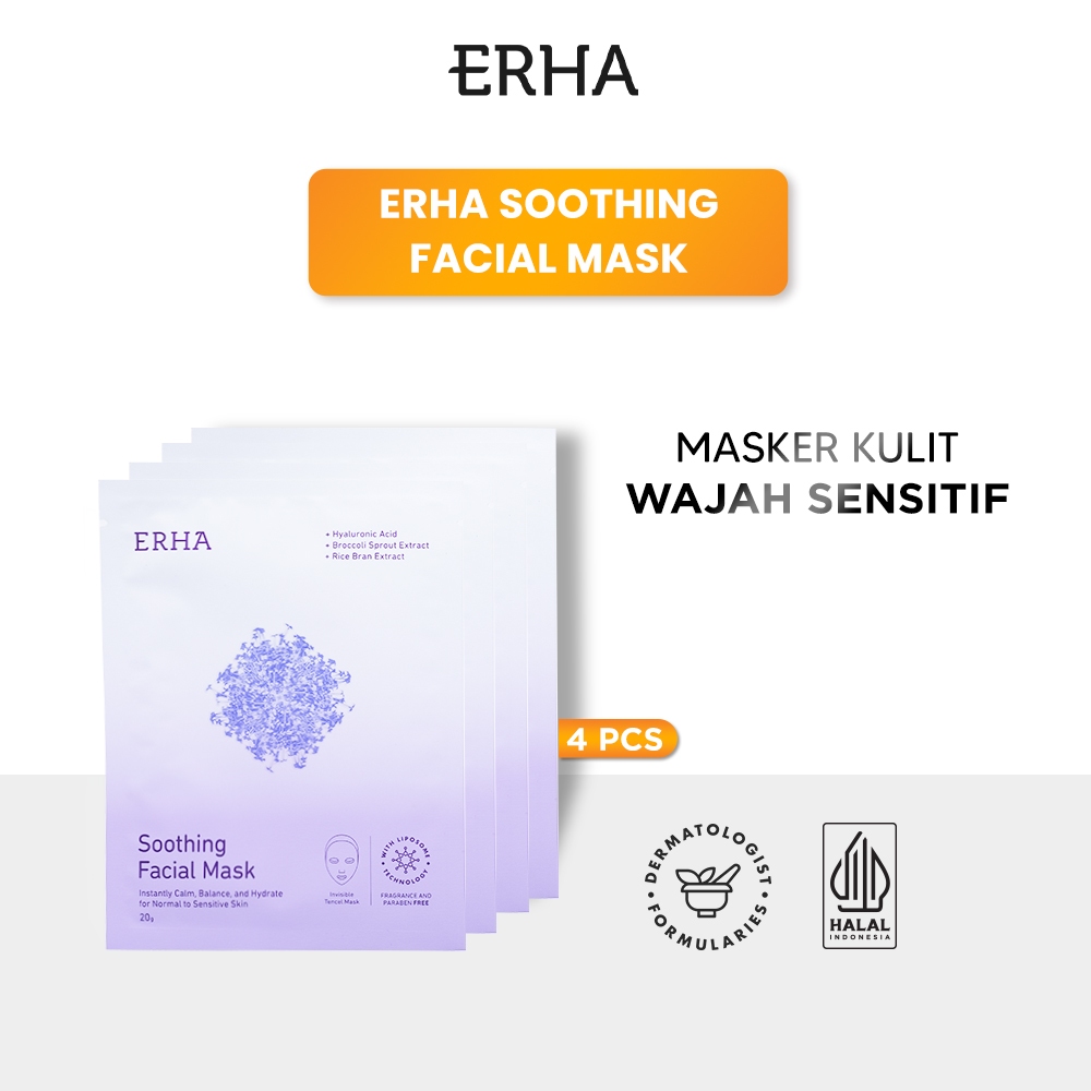 Jual ERHA Bundle Soothing Facial Mask 4 pcs - Masker Wajah Sensitif ...