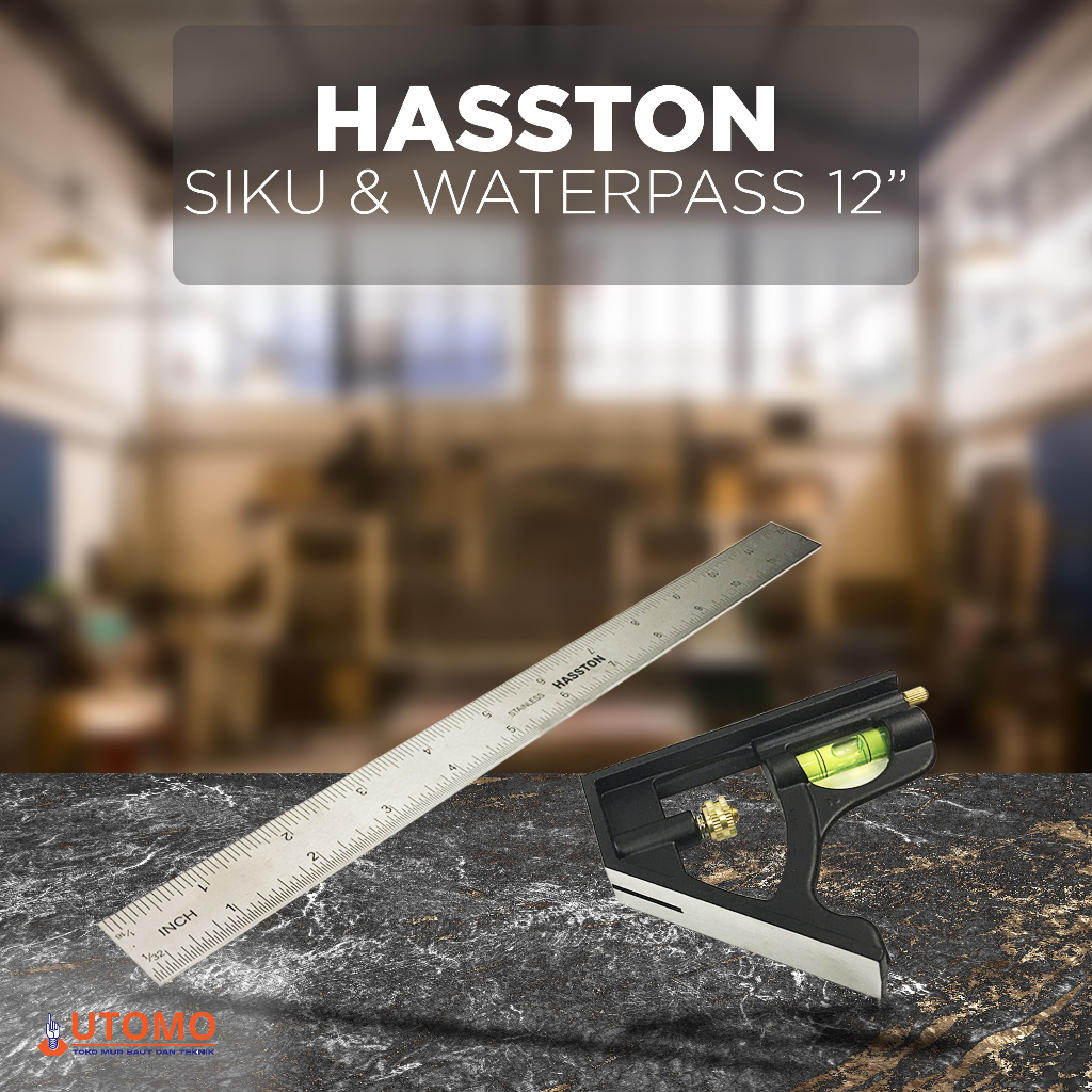 Jual Hasston Penggaris Siku Waterpass 4081-005 12 inch Siku Tukang 30cm ...