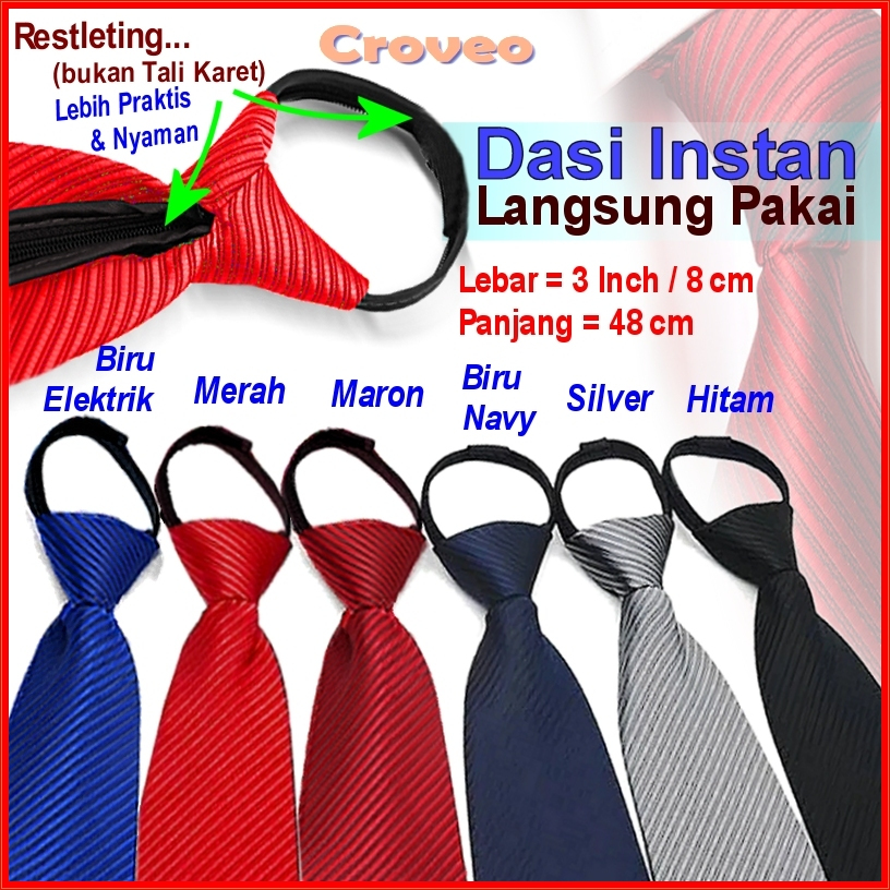 Jual Dasi Pria Instan Resleting 3 Inch Garis Salur Instant Langsung 8 ...