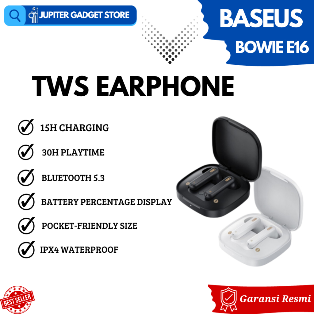 Jual Headset Bluetooth Baseus Bowie E16 True Wireless Earphones TWS ...