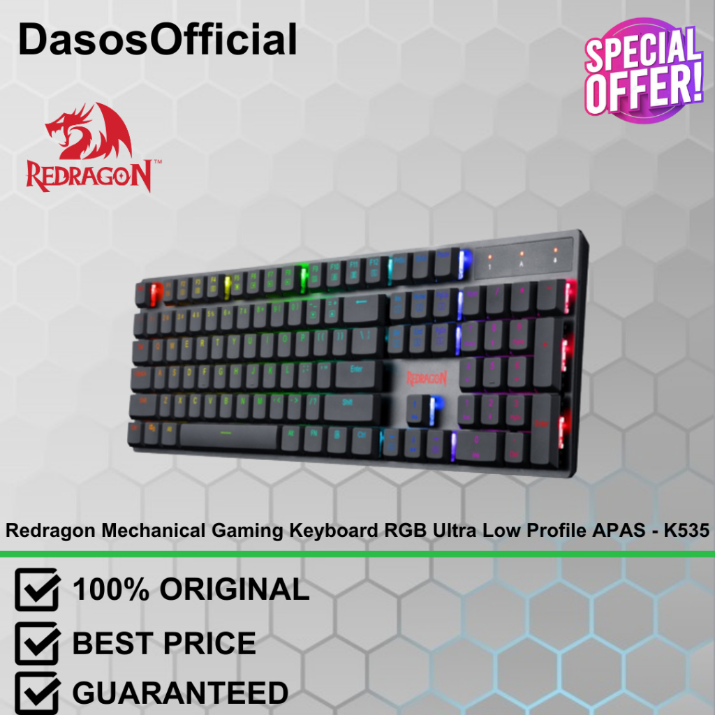 Jual Redragon Mechanical Gaming Keyboard RGB Ultra Low Profile APAS - K535 | Shopee Indonesia