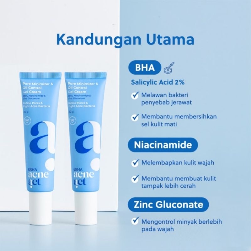 Jual ERHA Acne Act Pore Minimizer & Oil Control Gel Cream 30g | Shopee ...