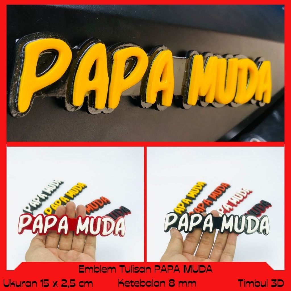 Jual EMBLEM TULISAN PAPA MUDA VARIASI MOBIL DAN MOTOR TIMBUL 3 DIMENSI ...