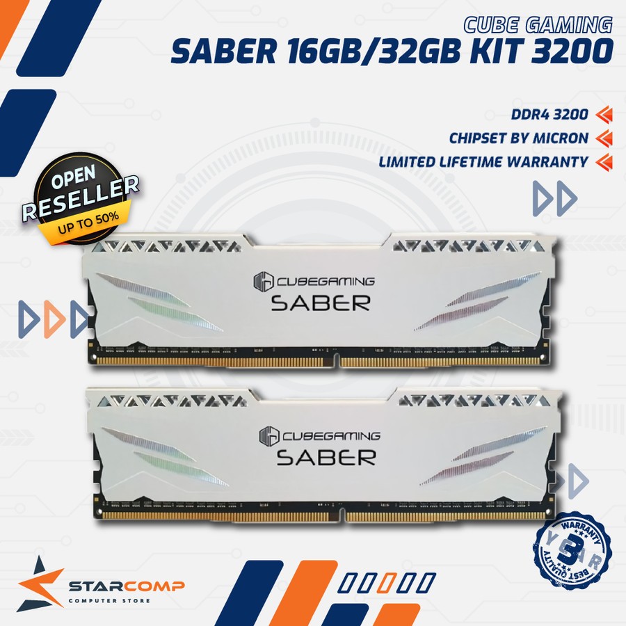 Jual Cube Gaming SABER 16GB (2x8GB) / 32GB (2x16GB) DDR4 3200MHz PC25600 | Shopee Indonesia