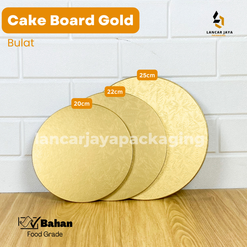 Jual Cakeboard Gold Tatakan Alas Kue Tart Cake Papan Pudding Emas 20 22 ...