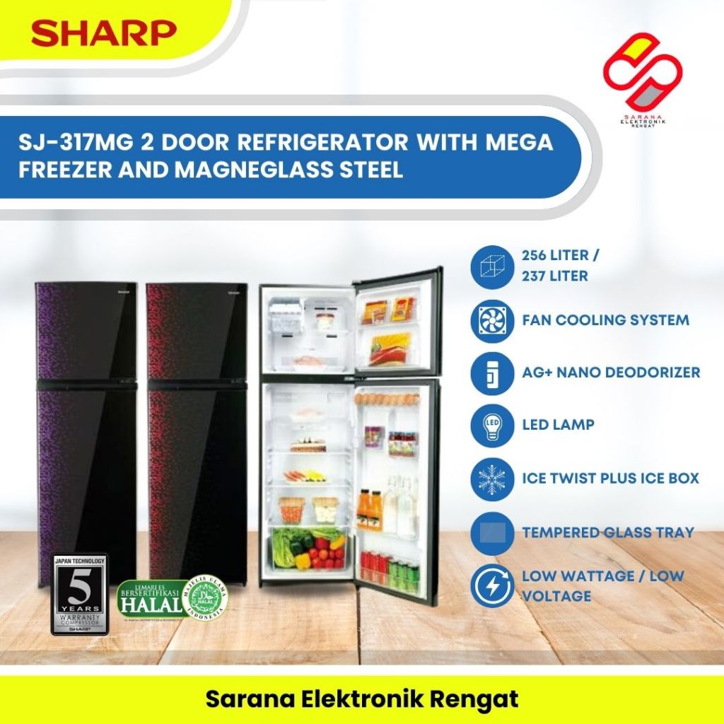 Jual KULKAS SHARP 2 PINTU SJ-317MG-GB/GR / SJ-317MG 2 Door Refrigerator ...