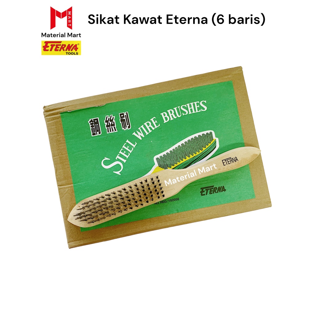 Jual Sikat Kawat Eterna 6 Baris BAGUS | Sikat Baja Gagang Kayu | Sikat ...