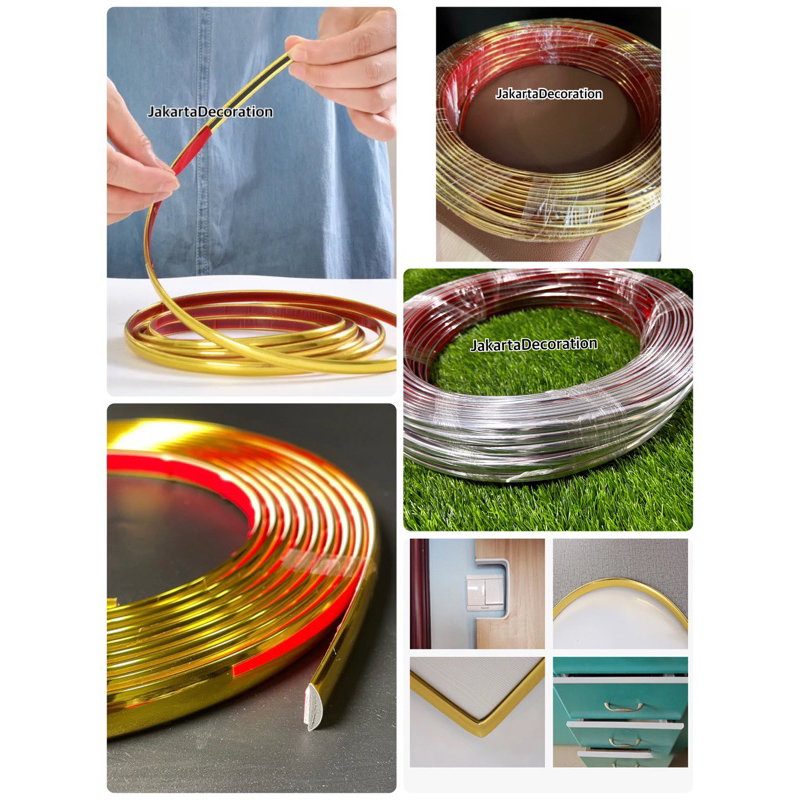 Jual List Emas Gold Silver Hitam Dekorasi Aksesoris Dinding 3D Sticker ...