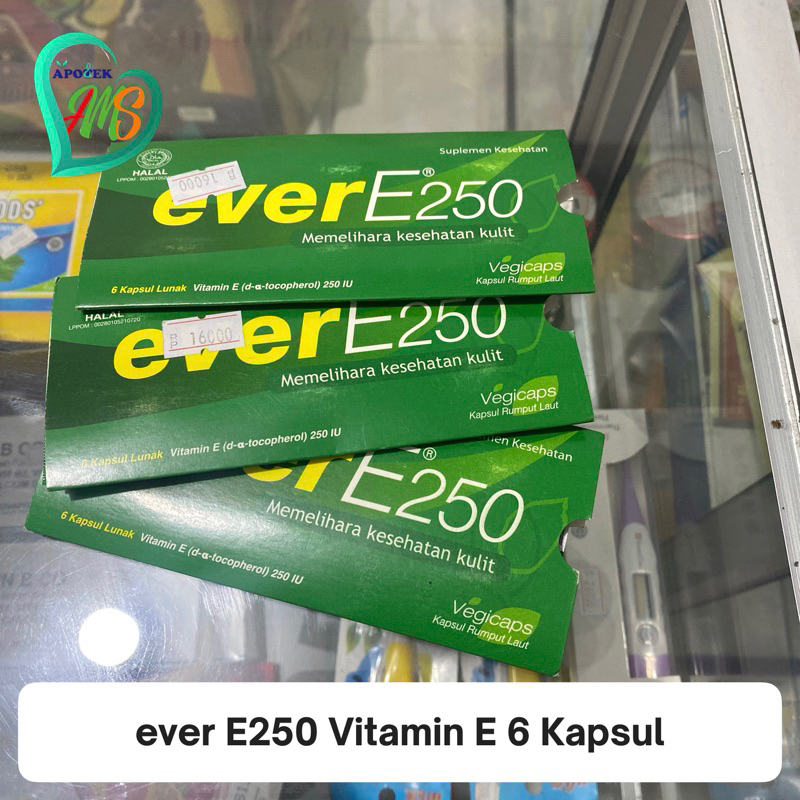 Jual ever E250 6 Kapsul | Vitamin E | Memelihara Kesehatan Kulit | Shopee Indonesia