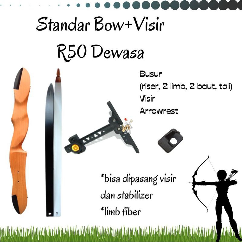 Jual Busur Standar R50 Cartel Model Dewasa Pemula Fiber Visir Arrowrest ...