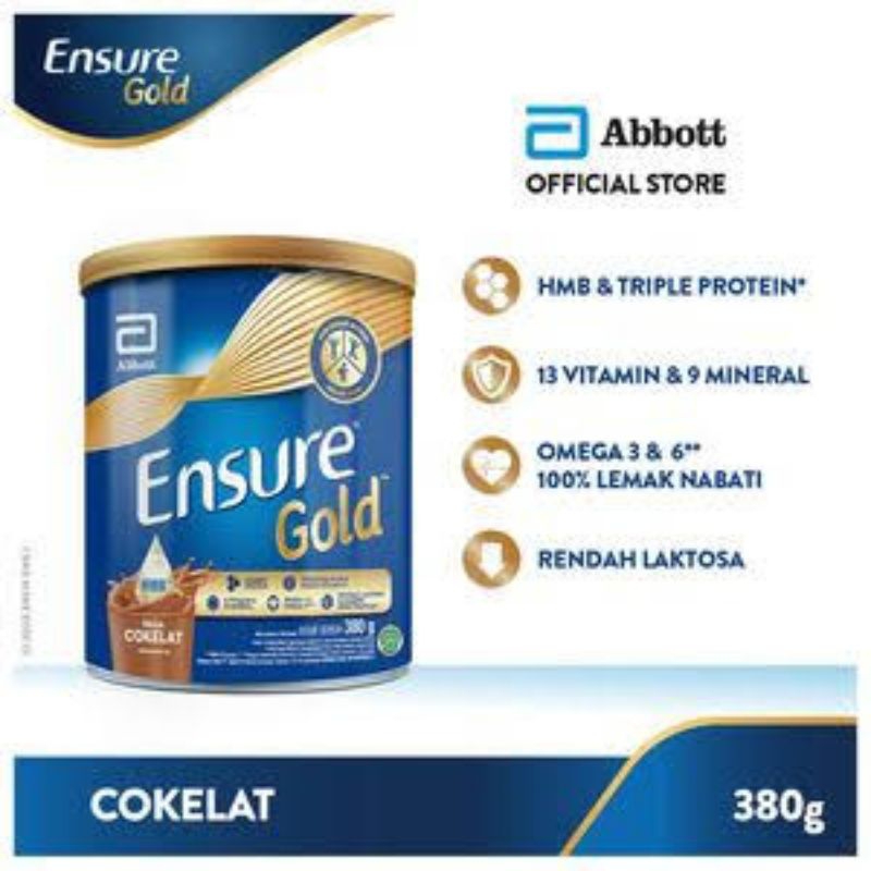 Jual Ensure Gold Susu Bubuk Nutrisi Dewasa Cokelat 380 g | Shopee Indonesia