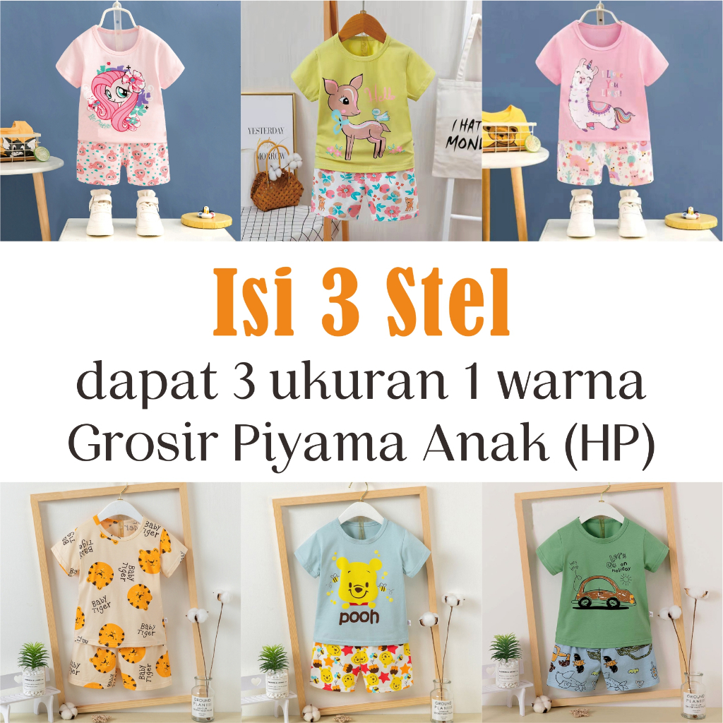 Jual (Katalog 3) Isi 3 Stel - Setelan HP Lengan Pendek Celana Pendek/ Khusus Grosir Baju Tidur ...