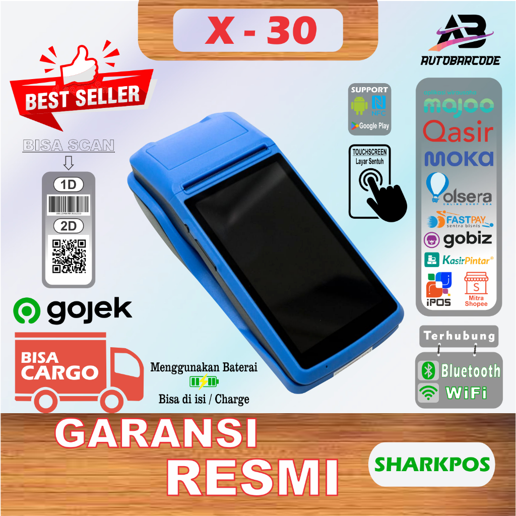 Jual Mesin Kasir Android Sharkpos X30 Portable Mobile Pos Printer Thermal 58MM X30 / X-30 ...
