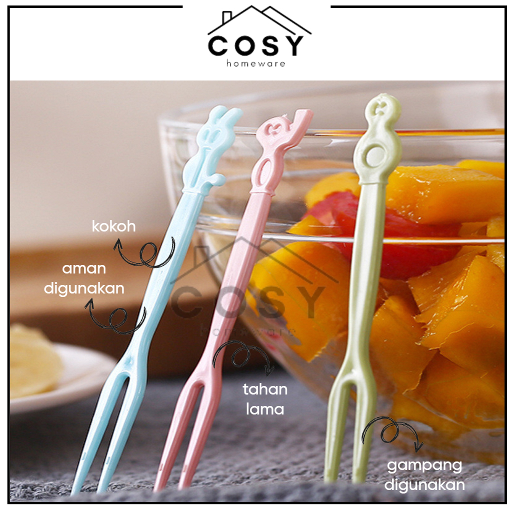 Jual COSY Garpu Mini Tusuk Buah isi 50 pcs Fork Garpu Plastik Tusuk ...