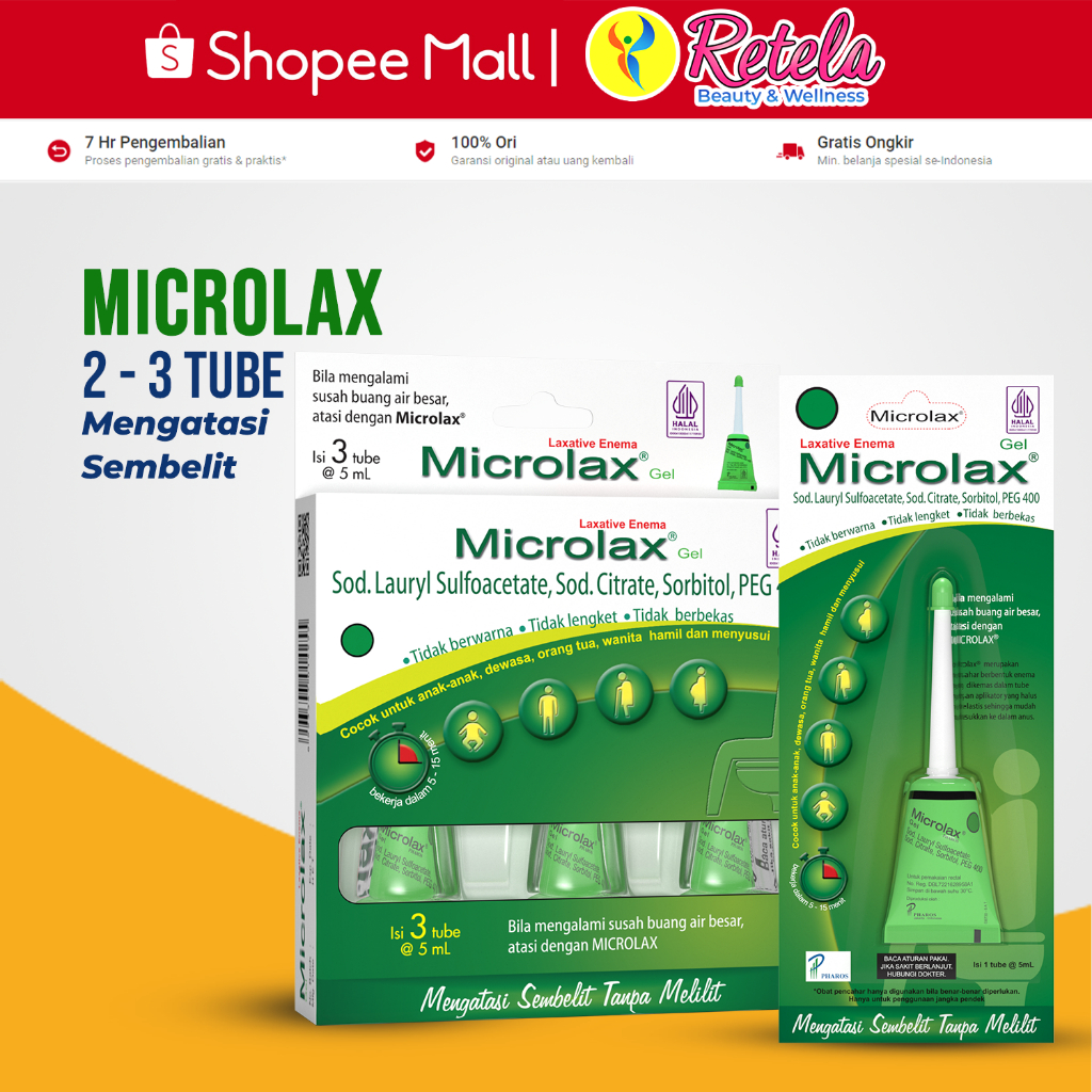 Jual Microlax Gel Cepat Mengatasi Sembelit / 1 Box Isi 3 Tube @ 5 Ml ...