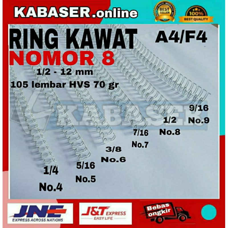 Jual Spiral kawat jilid 1/2 no.8 putih A4 / spiral kawat jilid ECER ...