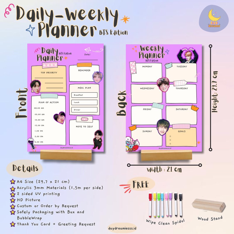 Jual ACRYLIC DAILY - WEEKLY PLANNER KPOP GROUP CUSTOM | Shopee Indonesia