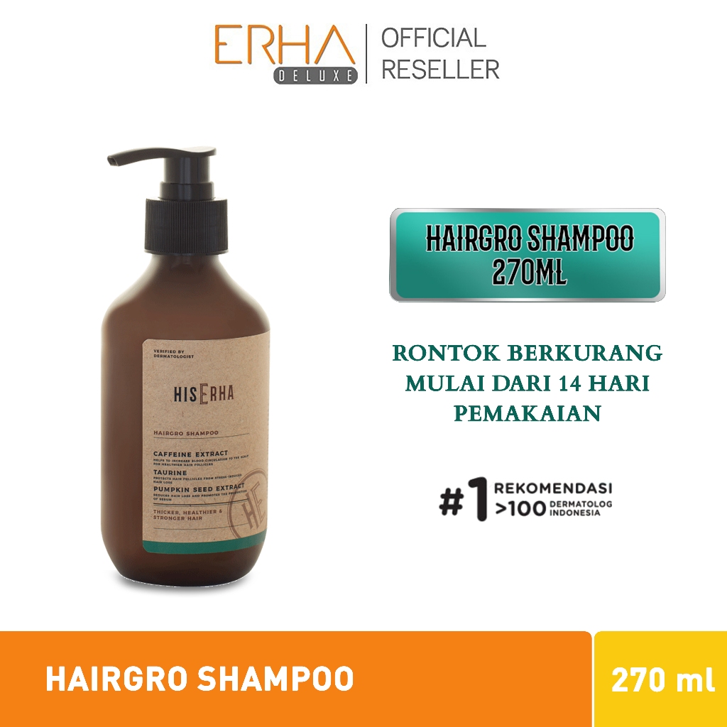 Jual HIS ERHA Hairgrow Shampoo - Shampo Penumbuh Rambut Rontok Pria 270 ...