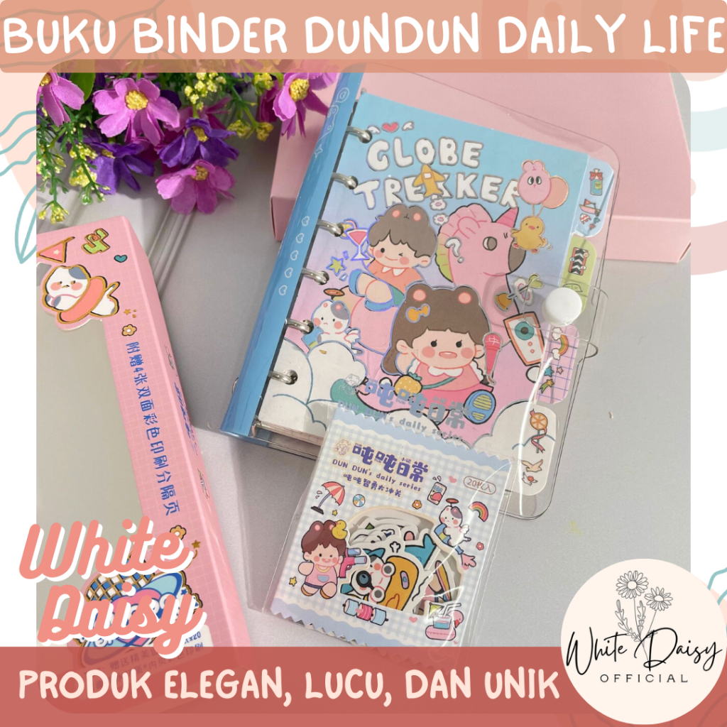 Jual Buku binder + sticker dundun daily life premium diary lucu unik ...