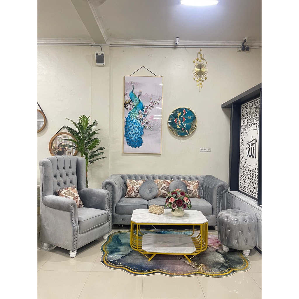Jual SOFA TURKI EDISI LEBARAN SET MEJA BESI HPL | Shopee Indonesia