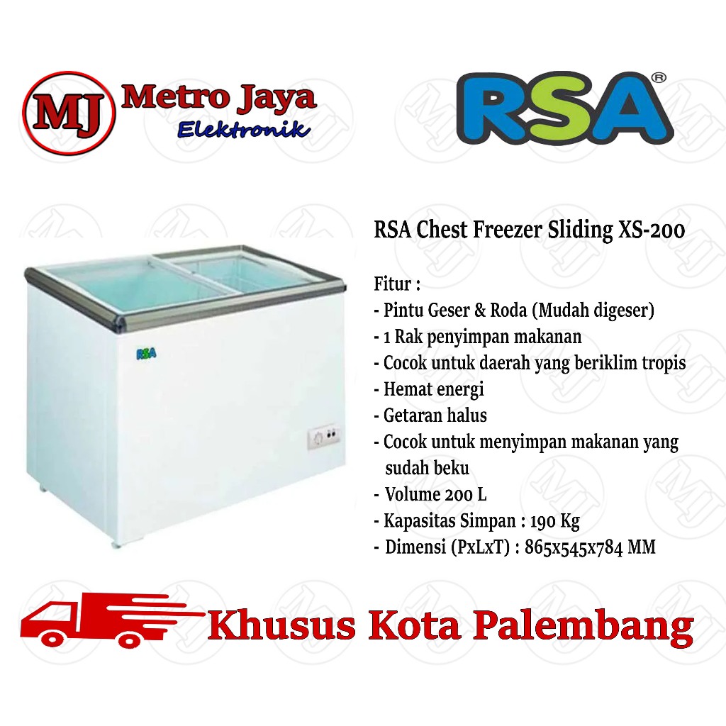 Jual RSA Xs 200 Chest Freezer Box Sliding 200 L Lemari Pembeku kaca XS ...