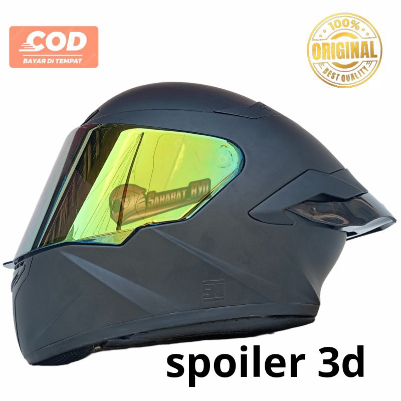 Jual Helm TT COURSE solid black full face paket ganteng spoiler ttc ...