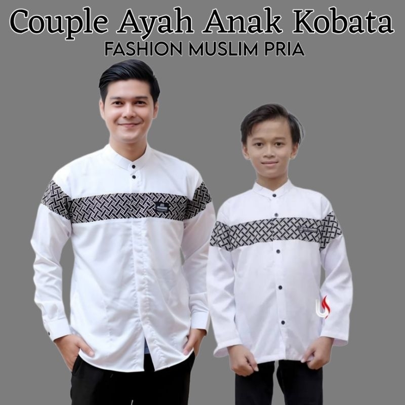 Jual Baju Koko Couple Ayah dan Anak Laki-laki Motif Batik Kobata Qynang Baju Koko Pria Dewasa ...