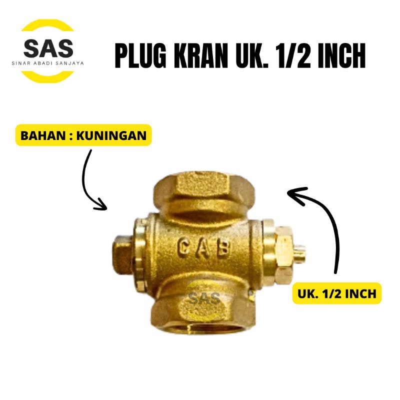 Jual [SAS] Plug Kran / Stop Kran 1/2 Inch Kuningan / Plug Brass Valve ...