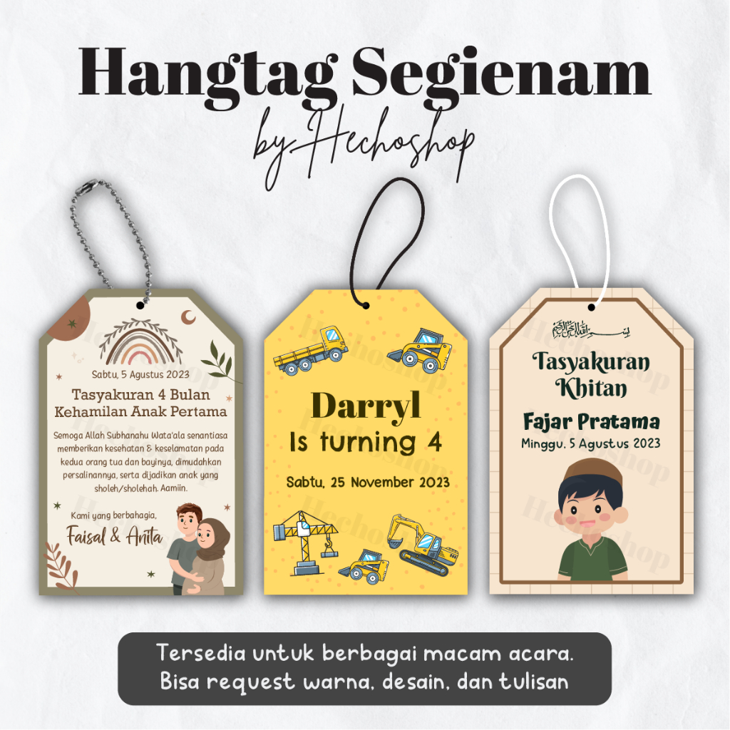 Jual Hang Tag Segienam / Hang Tag Souvenir / Hang Tag Berbagai Acara ...