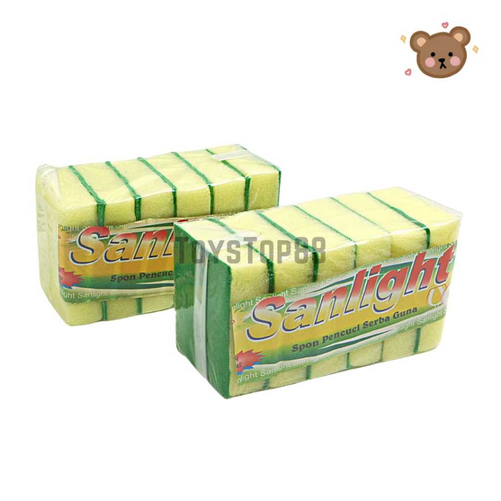 Jual [ISI 6 PCS] Spons Cuci Piring Kuning Hijau 2 Sisi Sanlight ...