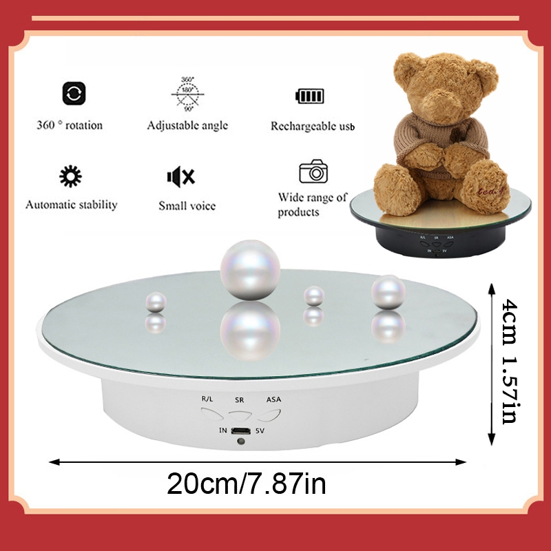 Jual 8inch Turn Table Display Table Rotary Rotasi 360° Plus Kaca ...