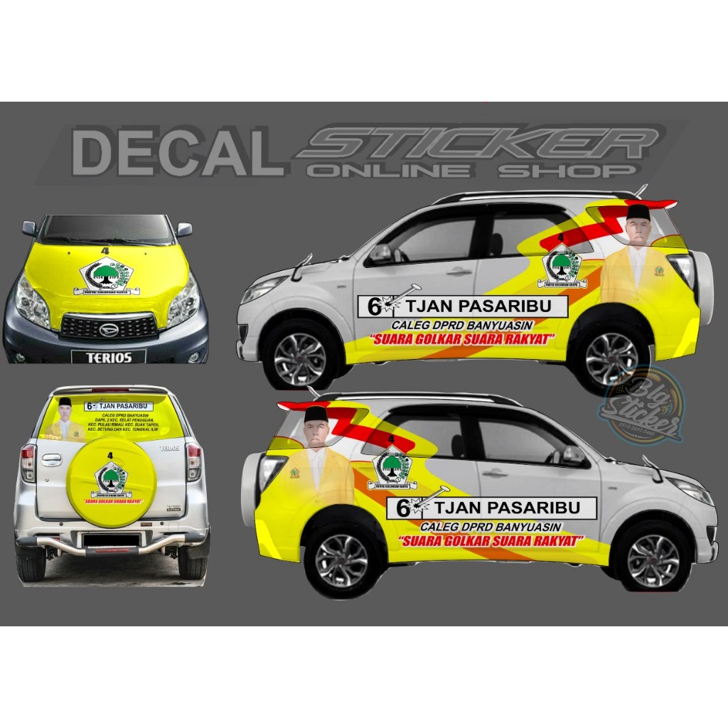 Jual STIKER MOBIL TERIOS DECAL PRINT CUSTOM PARTAI PEMILU | Shopee ...