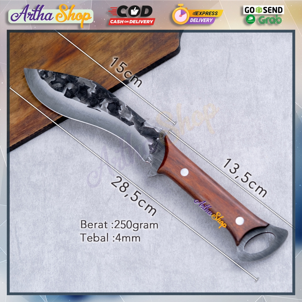 Jual Pisau Dapur Serbaguna Kitchen Knife 28cm 4mm with Leather Cover JN ...