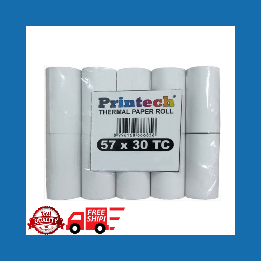 Jual KERTAS THERMAL PRINTECH 57MMX30MM TC POLOS (ISI 10) | Shopee Indonesia
