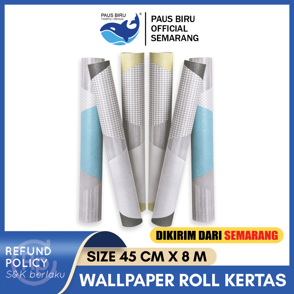 Jual Paus Biru - Wallpaper Sticker Roll 8 meter x 45cm Wallsticker ...