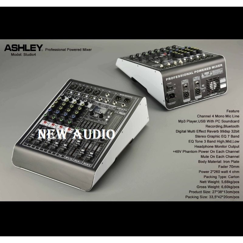Jual POWER MIXER ASHLEY STUDIO4/STUDIO 4 4CH ( USB REC-MP3-BLUETOOTH ...