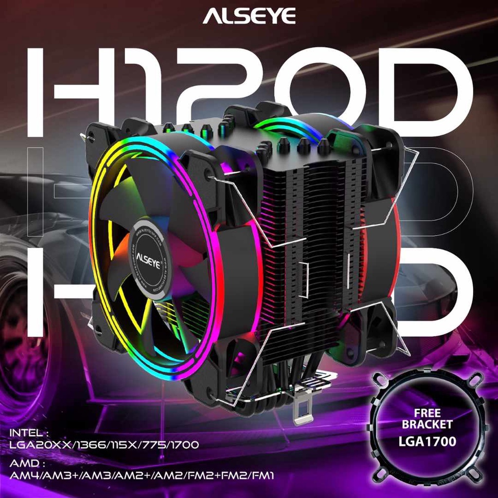 Jual Alseye H120D Fan Processor Cooler Double Tower RGB | Shopee Indonesia