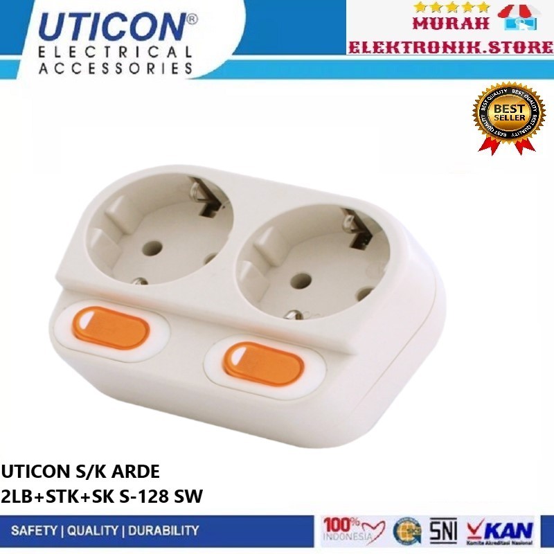 Jual STOP KONTAK ARDE 2 LUBANG - STEKER SAKLAR TERSENDIRI UTICON S-128 ...